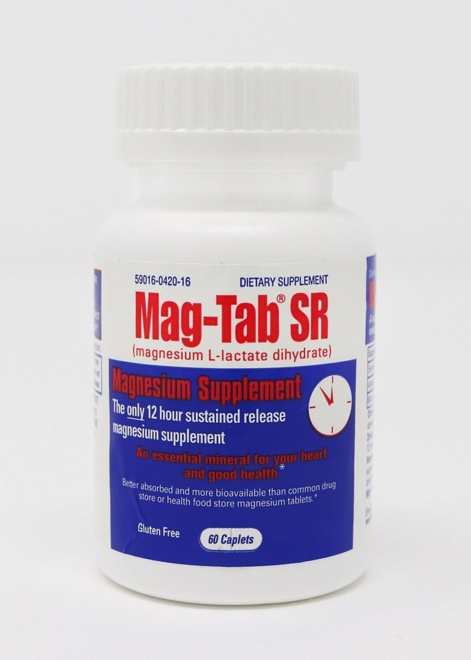 Mag Tab SR Magnesium L Lactate Dihydrate 84mg Caplets Dietary ...