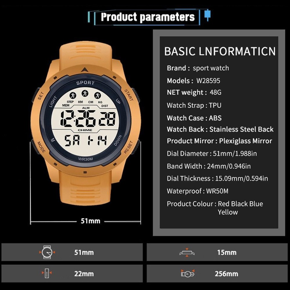 Waterproof Sports Watch Simple Digital Watch High Quality Electronic ...