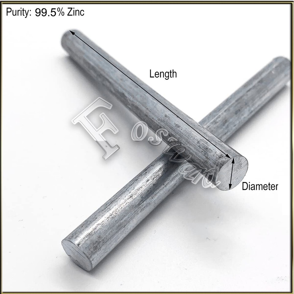 Pure Zinc Rods Diameter Ø 10-30mm Length 100/300mm Solid Zinc Bar Bare ...
