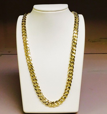 10k Solid Gold Miami Cuban Curb Link 28" 10.5 mm 160 grams chain ...