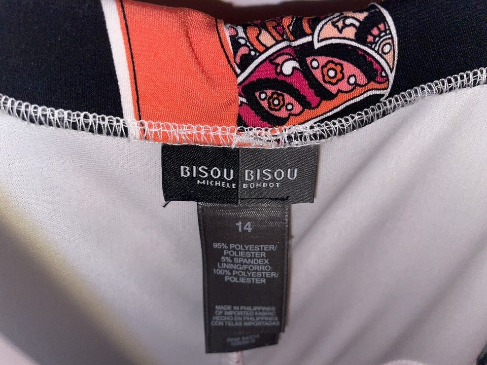 BISOU BISOU Michele Bohbot Maxi Dress Pink Orange PAISLEY Beaded ...