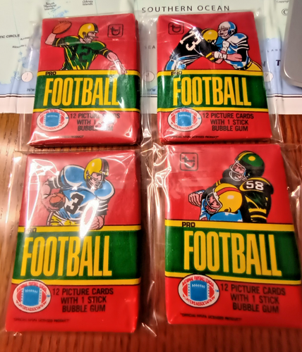 4 Unopened packs of 1980 Topps Football - All 4 Different Wrapper ...