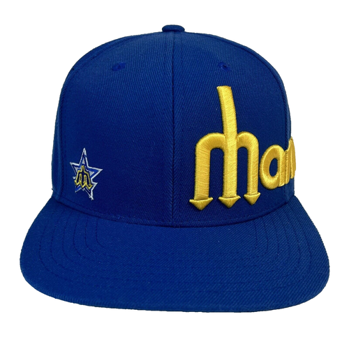 VTG Seattle Mariners Hat Snapback Mens Blue Trident Big Logo American ...
