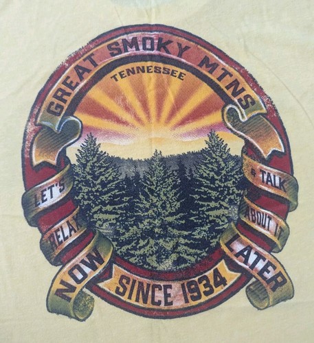 Great Smoky Mountain Light Yellow Mustard Tennessee Men's Size M Pine ...