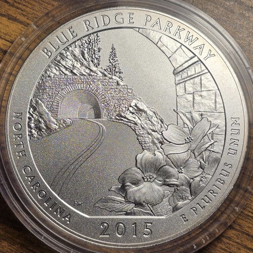 2015-P 5 oz Silver ATB Blue Ridge Parkway North Carolina Uncirculated ...