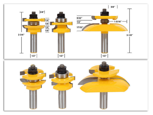 3pc/set 1/2" Shank Raised Panel Cabinet Door Router Bit Woodwork Cutter ...