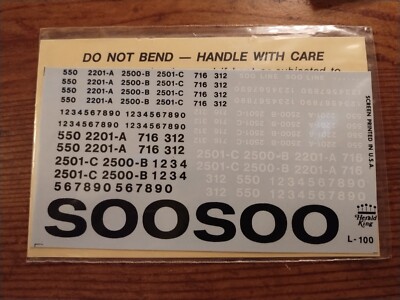 Herald King Decal L-100 HO Scale SOO Line for White & Red Hood Unit or ...