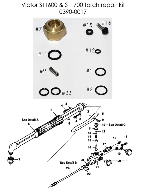 Victor 0390-0017 ST1600 &ST1700 TORCH REPAIR KIT V-986 for sale online ...