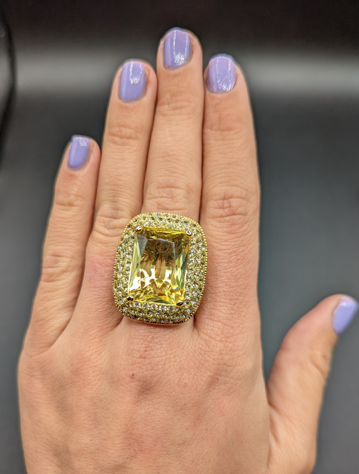 Joan Boyce Rock Your Ring Rectangular Jonquil Pave Ye… - Gem