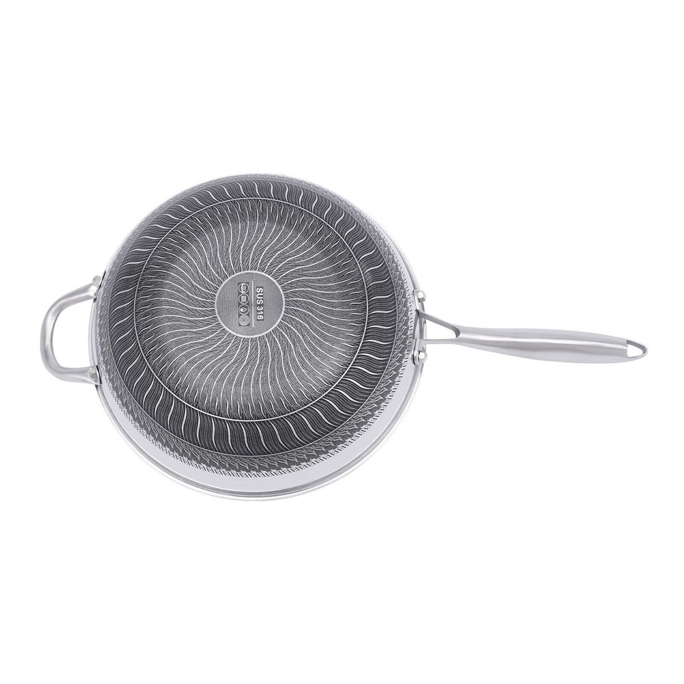 Non Stick Double Sided Honeycomb Cooking Frying Wok Pan with Lid ...