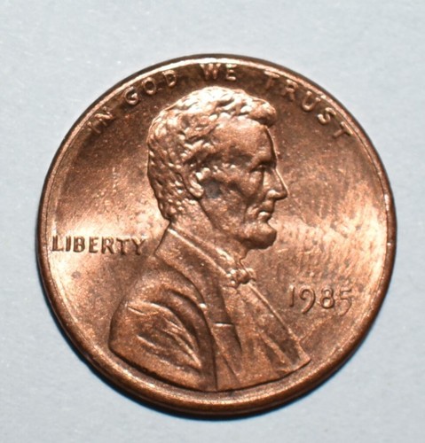 1985 Penny Errors No Mint Mark, Strike Trough, Collar, Wounded Red ...