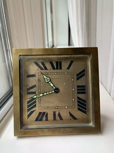 1920s Art Deco Tiffany & Co.By Charles Hour Square Brass Easel Clock | eBay