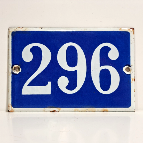 Vintage French blue house address number enamel sign plaque 296 Paris ...