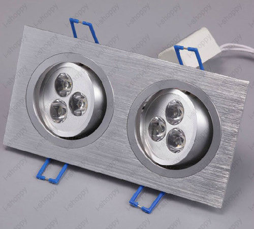 6W(2x3W) Dual-Head LED Ceiling Down Spot Light Fixture Grid Square Lamp ...