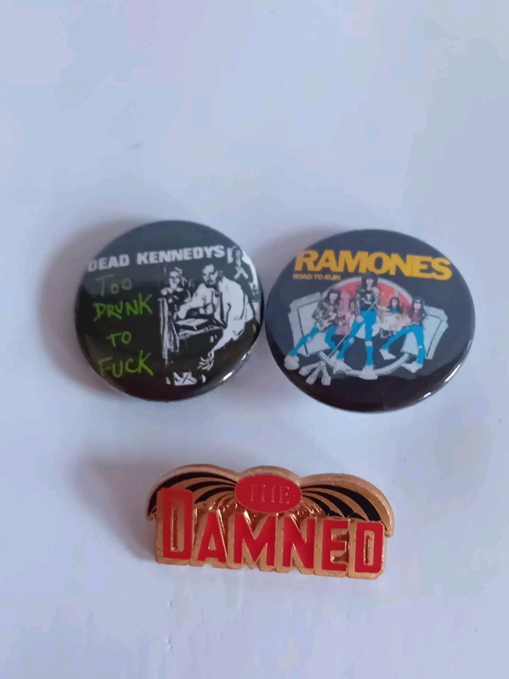 Job Lot x 3 Punk Vintage Badges - Dead Kennedys Too Drunk , Ramones ...