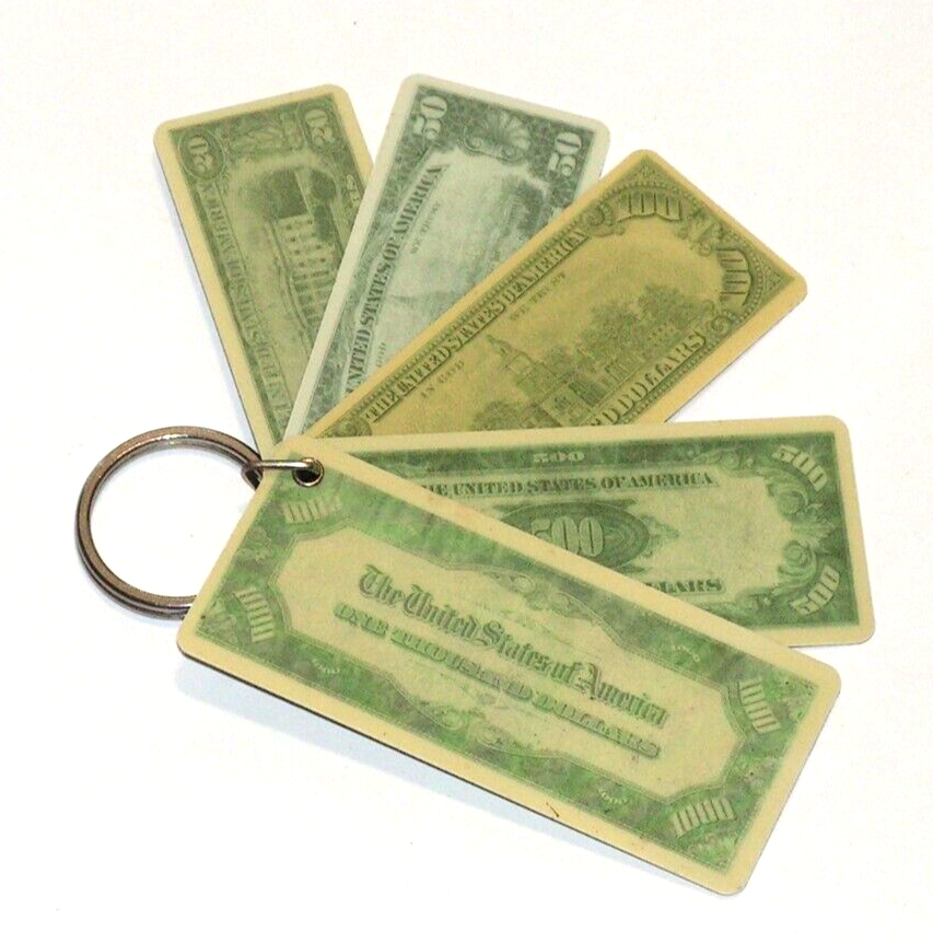Vintage U.S. Currency Bills Keychain American Money Key Ring Series ...