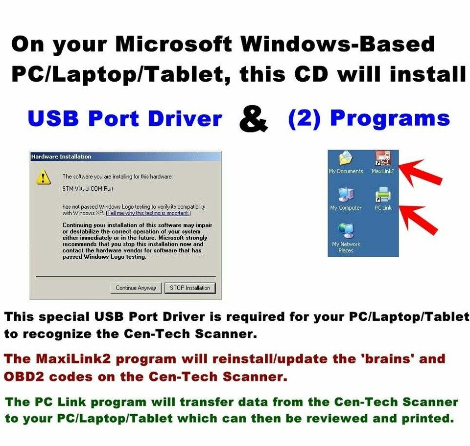 SOFTWARE CD : CEN-TECH OBD2 CAN Scanner Scan OBDII Code Reader 60693 ...