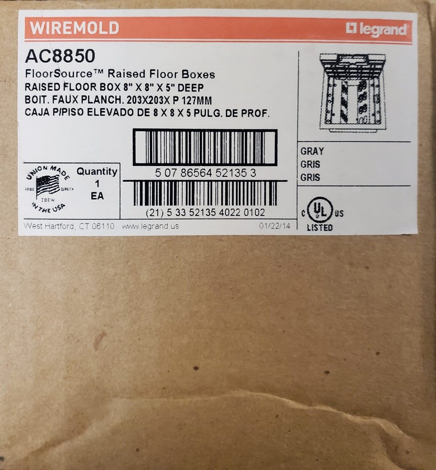 Wiremold AC8850 Raised Single Service Floor Box NEW | eBay