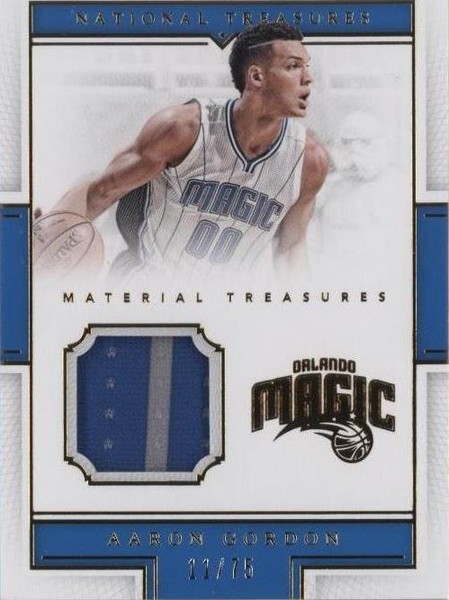 2015-16 Panini National Treasures - Material Treasures #5 Aaron Gordon ...