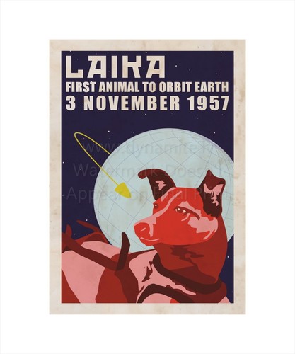 Soviet Russian Space Propaganda Poster Canvas Print LAIKA SPACE DOG ...