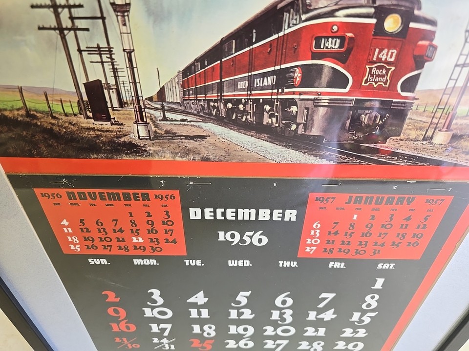 Vintage Framed Original 1957 CRI&P Railroad Rock Island Route Calendar ...