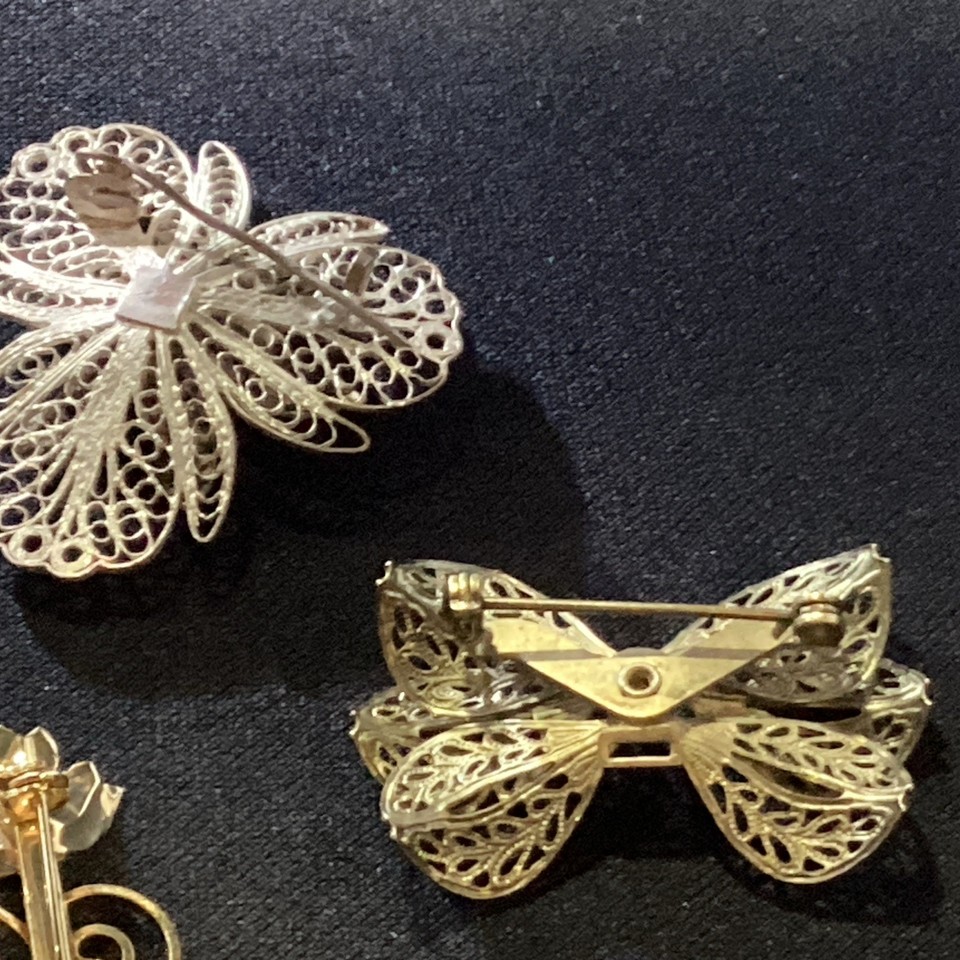 Beautiful Vintage Filagree Brooch/Earring Jewelry Lot ~ ~ 6 item Lot | eBay