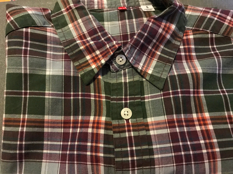 Mens Uniqlo Green Multicoloured Check Short Sleeve Cotton Poly Shirt ...