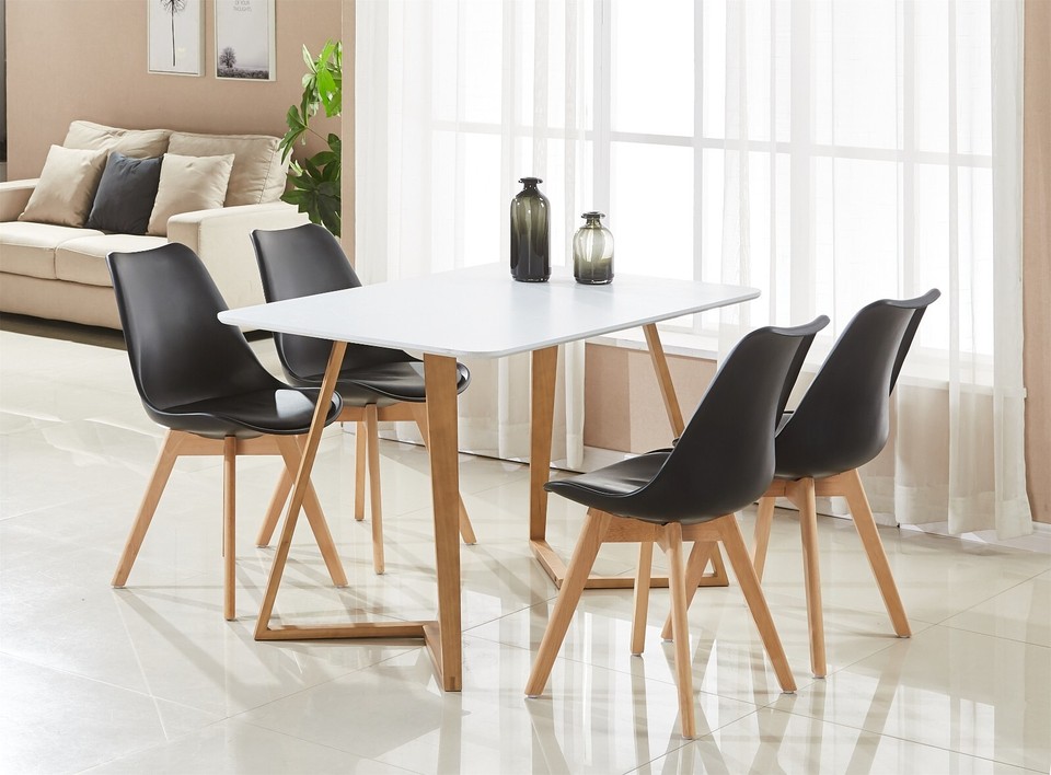 Tulip Dining Chair Eiffel Inspired Solid Wood Legs Padded Seat ...