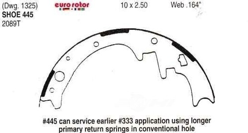 Drum Brake Shoe-Front Disc Rear,Front Eurorotor 445R | eBay