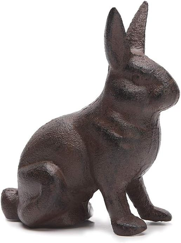 Cast Iron Rabbit Statue Garden Lawn Home Office Desk Decor Paperweight ...