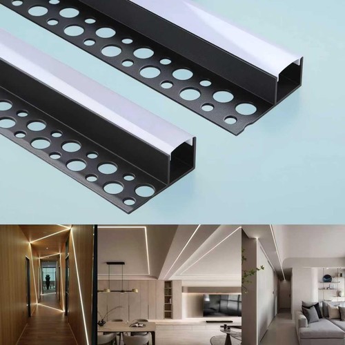 6 Pack Paster in Recessed LED Strip Light Channel with Diffuser 3.3FT ...