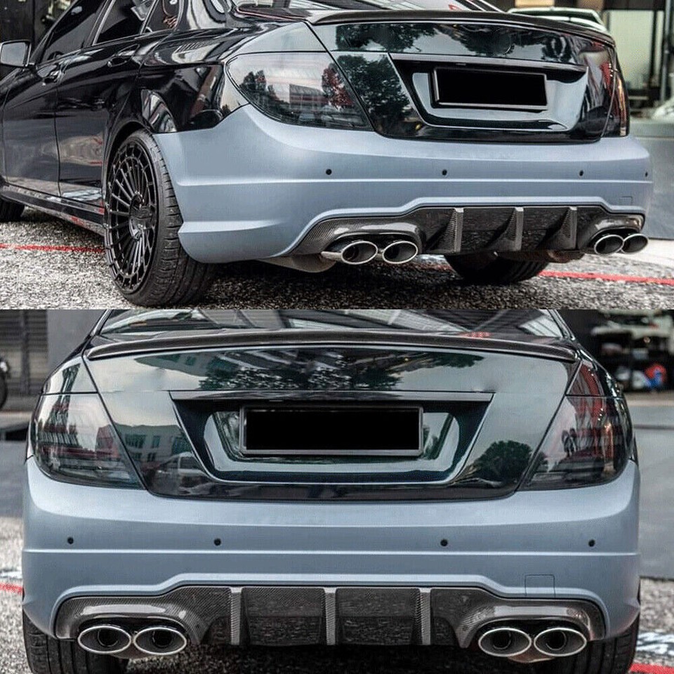 Carbon Fiber Style Rear Diffuser Lip New For 2012+ Benz W204 C250 C300 ...