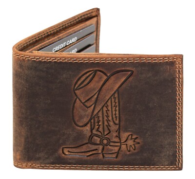 Men's Western Wallet Genuine Leather Hand Crafted Bifold Cowboy Rodeo ...
