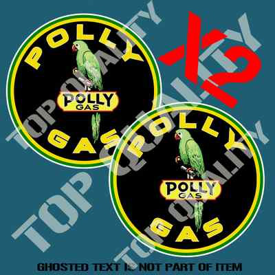 VINTAGE POLLY GASOLINE OIL Decal Sticker X2 Petroliana Man Cave Garage ...