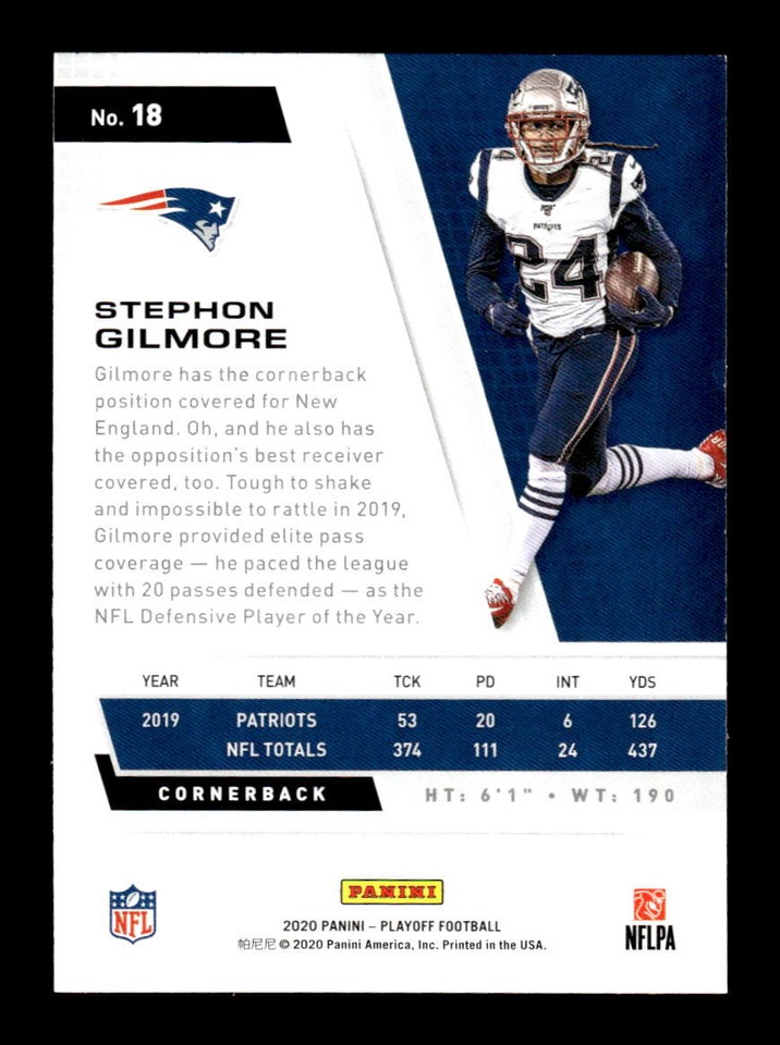 2020 Panini Playoff Stephon Gilmore #18 | eBay