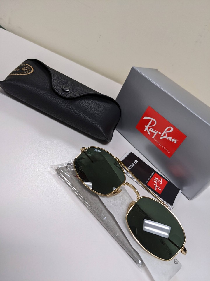 Ray-Ban Sunglasses RB3719 001/31 Arista Gold Aviator Frames with Green ...