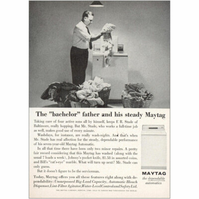 1963 Maytag: Bachelor Father and His Steady Vintage Print Ad | eBay