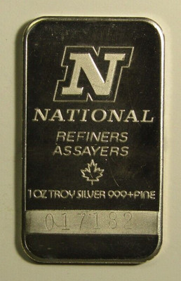 1oz .999 Fine Silver National Refiners Bar | eBay