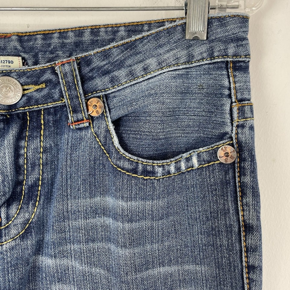 True Religion Jeans Women W31/L31 Blue Joey Big T Boot Cut Thick Stitch ...