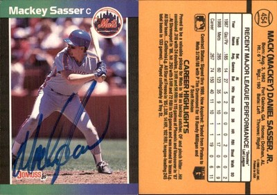 Mackey Sasser Signed 1989 Donruss #454 Card New York Mets Auto ...