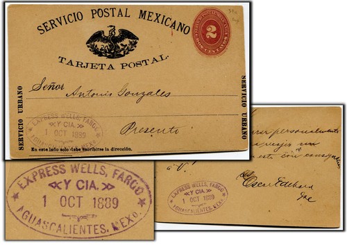 Mexico 2c BAM PC32 type1 sent locally by Wells Fargo. Agent Edelhard ...