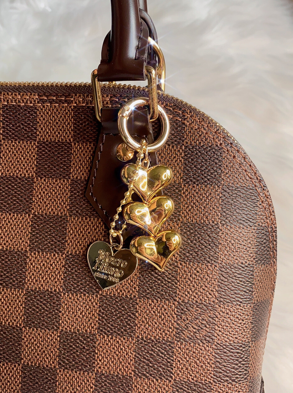 Gold Heart bag charm keychain Gold Color Heart Key ring Fob Purse New ...