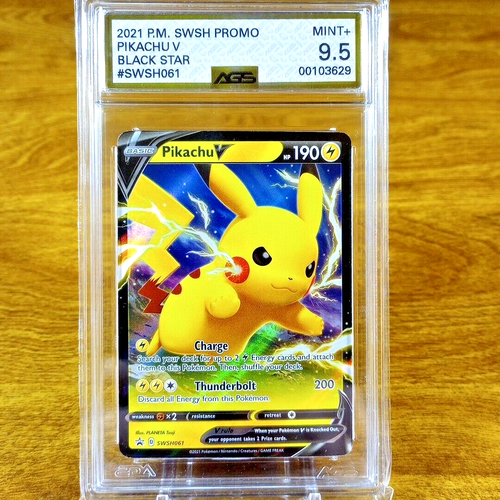 Pokemon SWSH Black Star Promo Pikachu V SWSH061 AGS Mint+ 9.5 Full Art ...