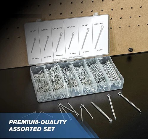 555pc Cotter Pin Assortment Set Clip Key Fitting Tool Kit w/ Storage ...