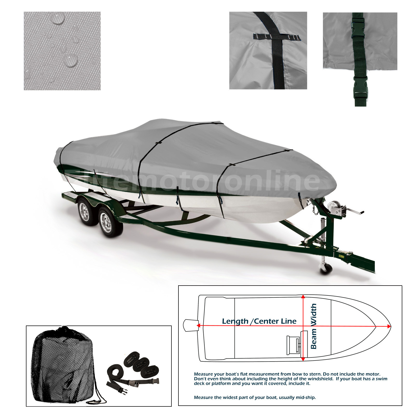 Crestliner XCR 1667V Trailerable Fishing Bass Ski Jon Boat Cover grey ...