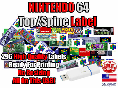 N64 Cartridge Top End Labels All USA Games Do It Yourself Printing USB ...