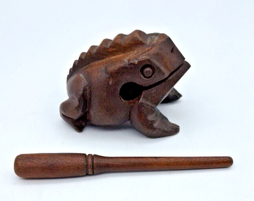 Wooden Frog Guiro Rasp Percussion Musical Instrument Carved Croaking ...