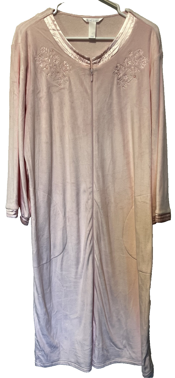 Adonna Womens Velour Long Sleeve Full Zip Robe Pink Size L | eBay
