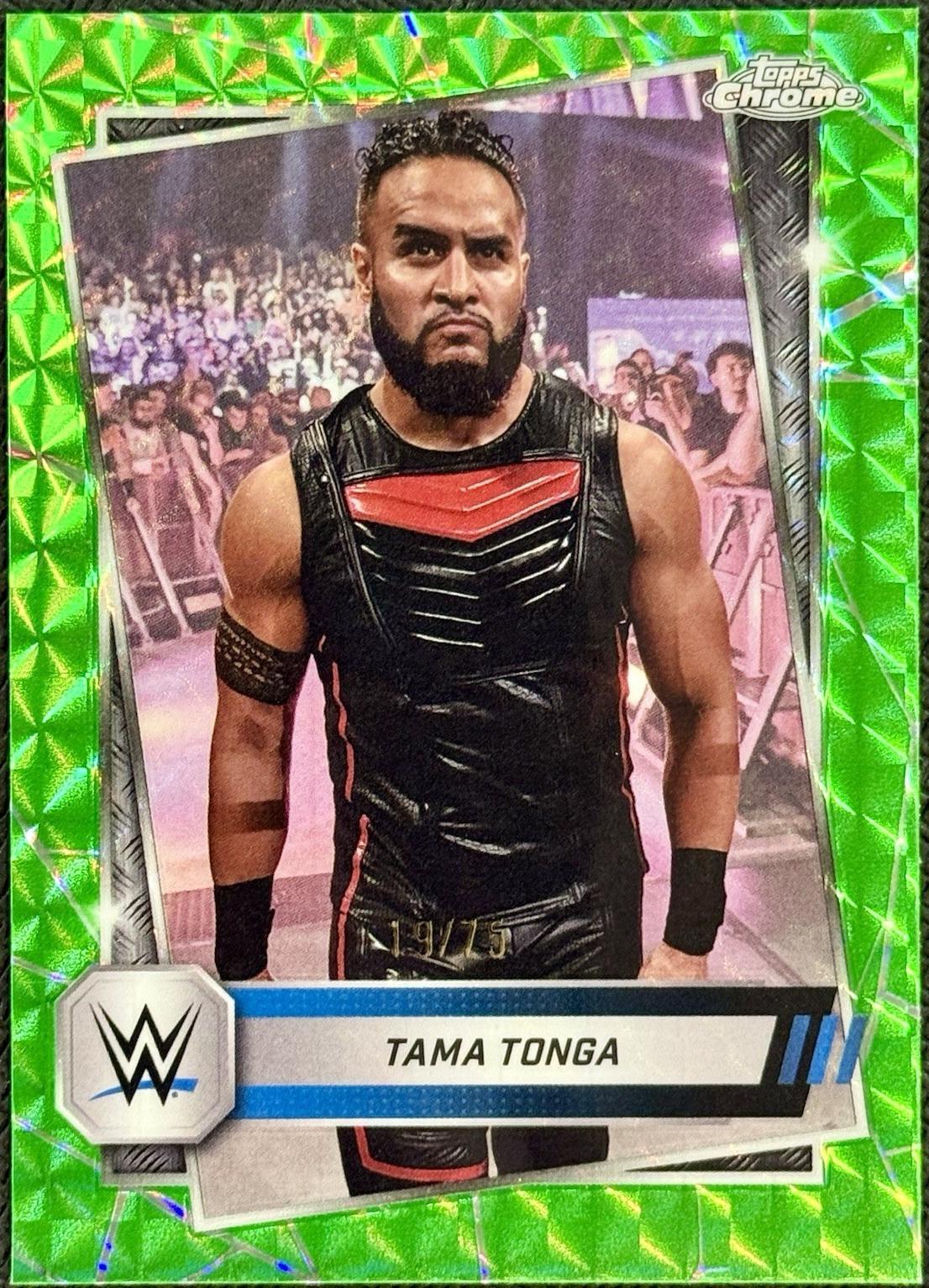 2025 Topps Chrome WWE - Tama Tonga #54 Neon Green Geometric Refractor ...
