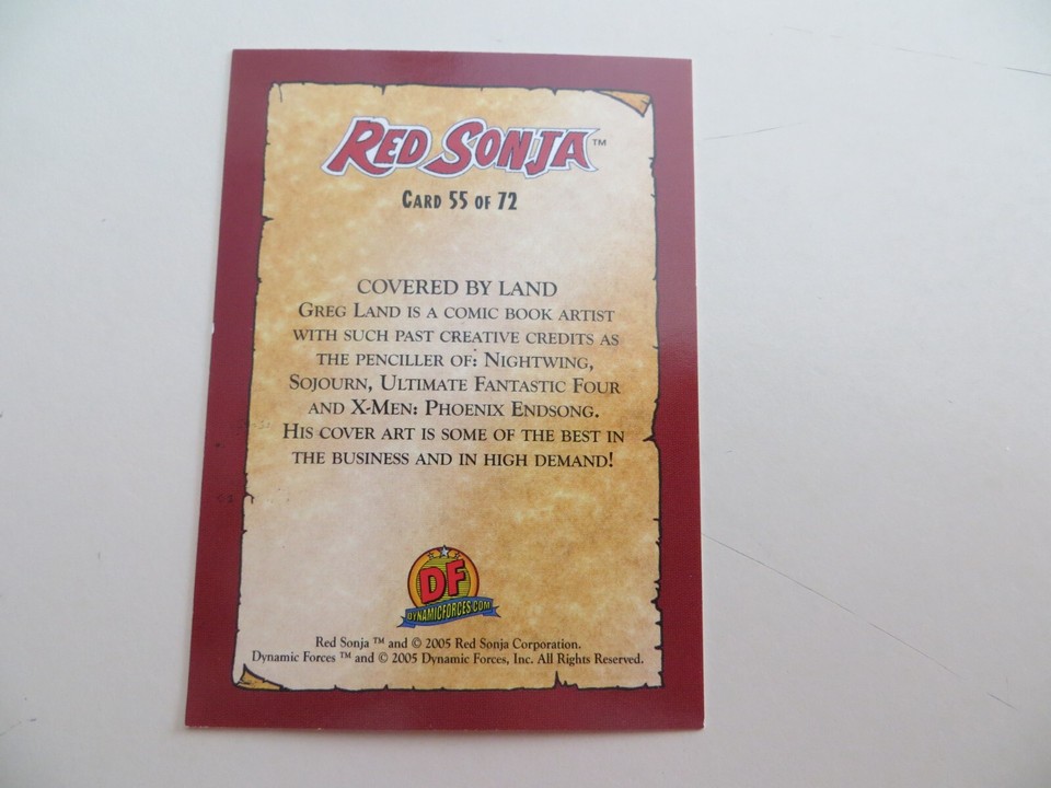 2005 DYNAMIC FORCES, DF RED SONJA CARD # 55 SIGNED GREG LAND ART, WITH ...